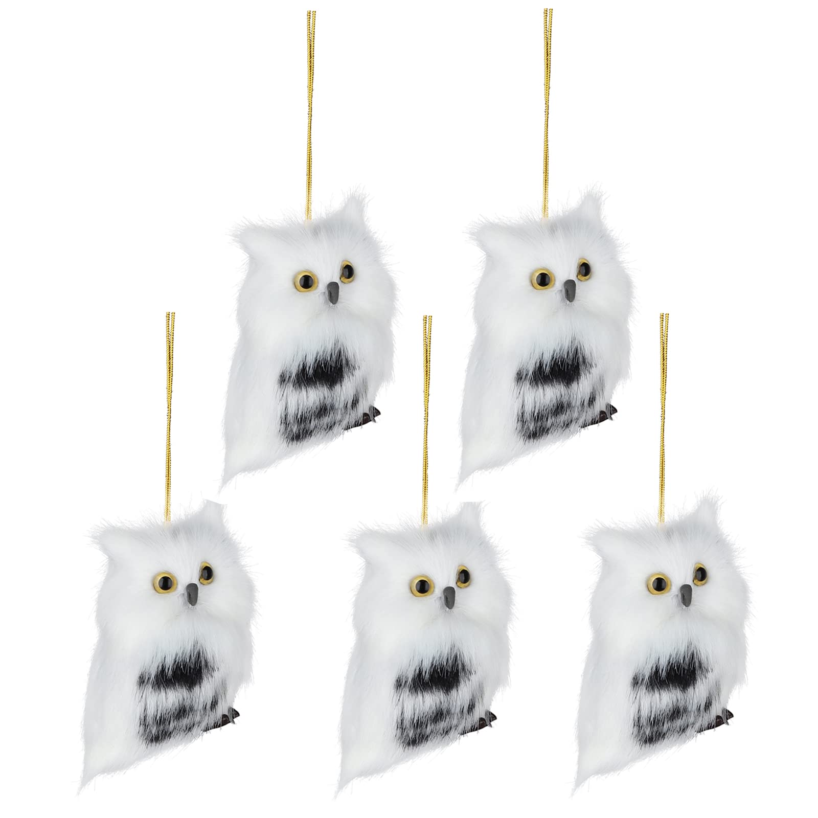 Ewer Set of 5 Artificial Owl Simulation Foam Bird Feather Ornaments DIY Craft White Black Furry Christmas Ornament Decoration Adornment for Christmas Party Home Garden Decor