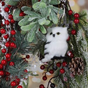 Ewer Set of 5 Artificial Owl Simulation Foam Bird Feather Ornaments DIY Craft White Black Furry Christmas Ornament Decoration Adornment for Christmas Party Home Garden Decor