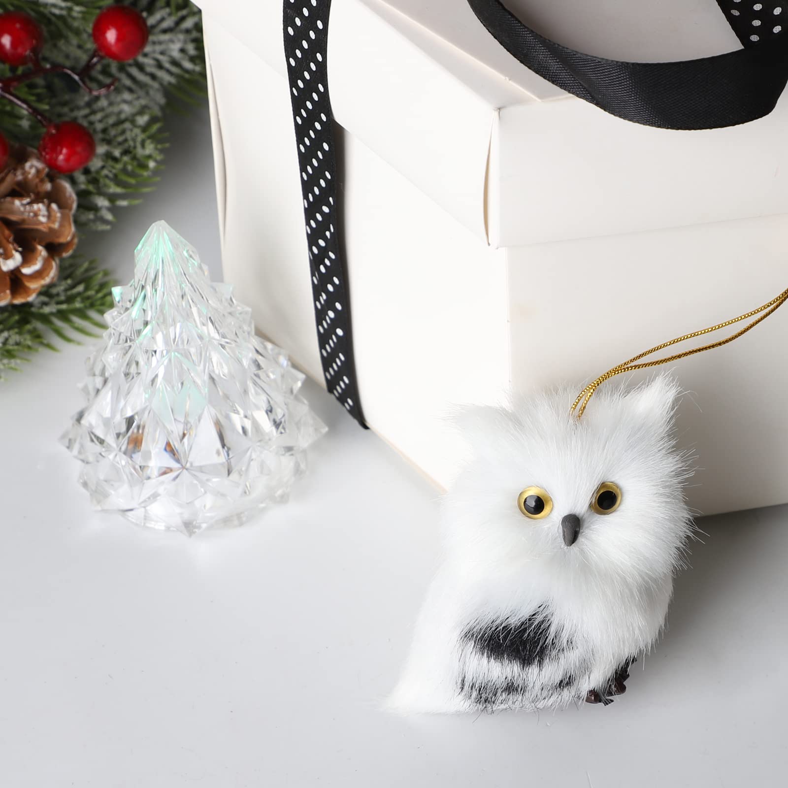 Ewer Set of 5 Artificial Owl Simulation Foam Bird Feather Ornaments DIY Craft White Black Furry Christmas Ornament Decoration Adornment for Christmas Party Home Garden Decor