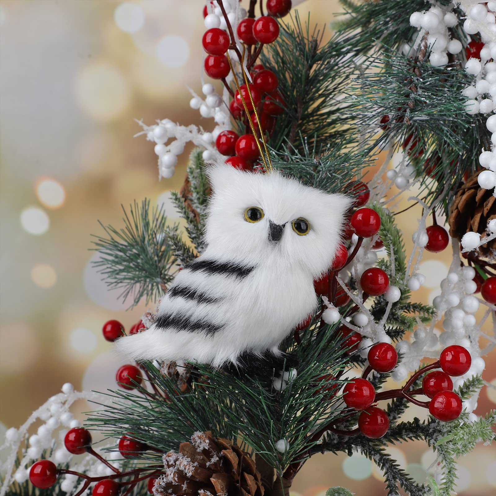 Ewer Set of 5 Artificial Owl Simulation Foam Bird Feather Ornaments DIY Craft White Black Furry Christmas Ornament Decoration Adornment for Christmas Party Home Garden Decor