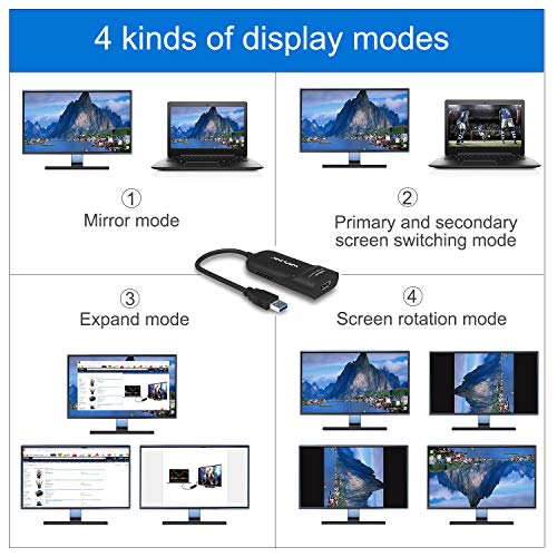 WAVLINK USB 3.0 to HDMI Adapter for Multiple Displays, 2K (2048x1152), Up to 6 Monitors, DisplayLink Certified, External Video Graphics Card Adapter with Audio Port for Windows,Mac OS,Chrome OS