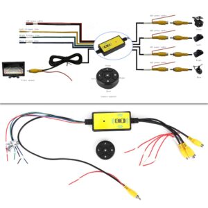 Qiilu Car Backup Camera Splitter Switch, Intelligent Car Video Switcher Converter 4 Input 1 Output Switch Video System Auto Parts