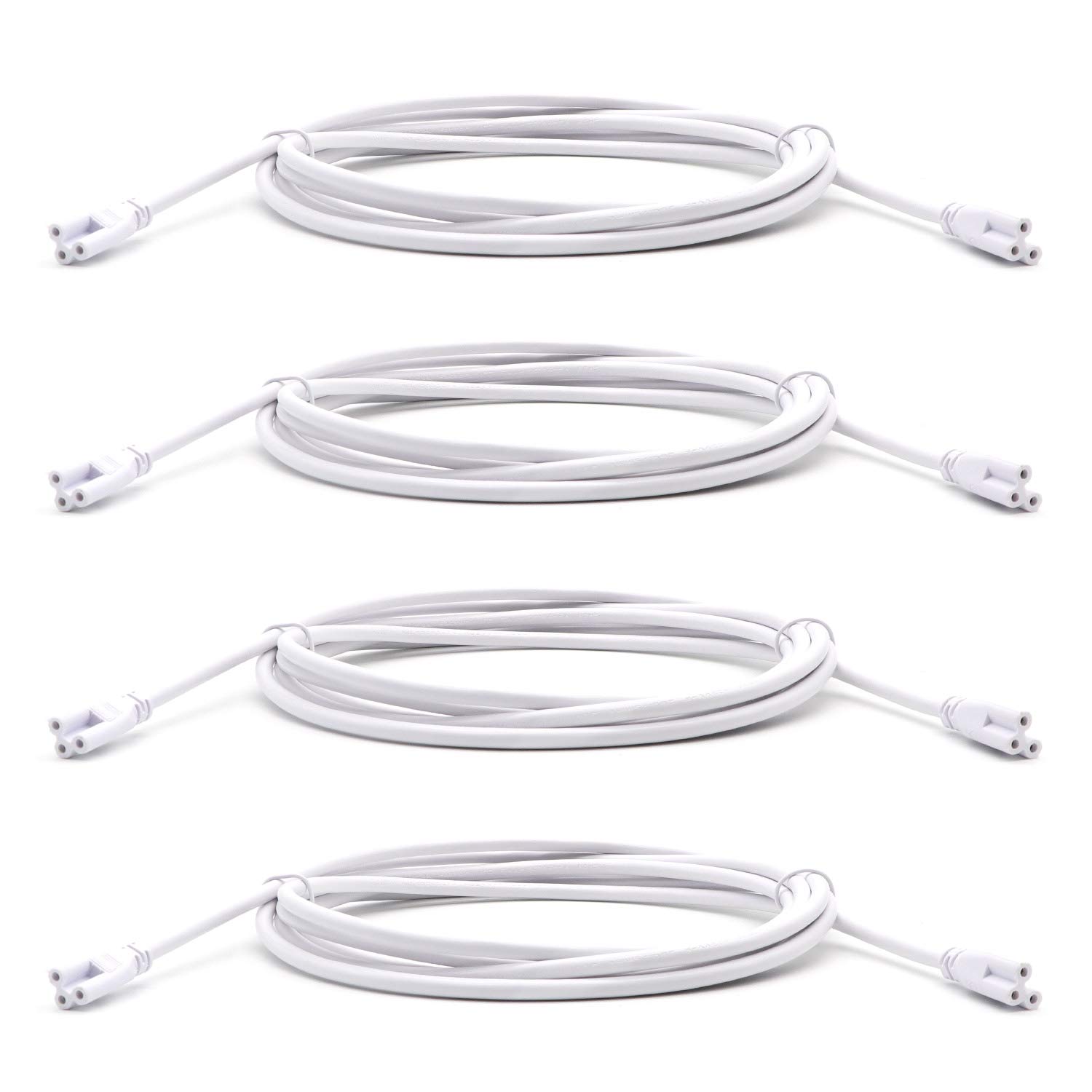 10FT (118-7/64") T5T8 Tube Light Fixture LED Linkable Cord, Double end Connector Cable, Power Extension Wire for LED Integrated Single Fixture, Shop light, Garage Light, Under Cabinet Light, Pack of 4