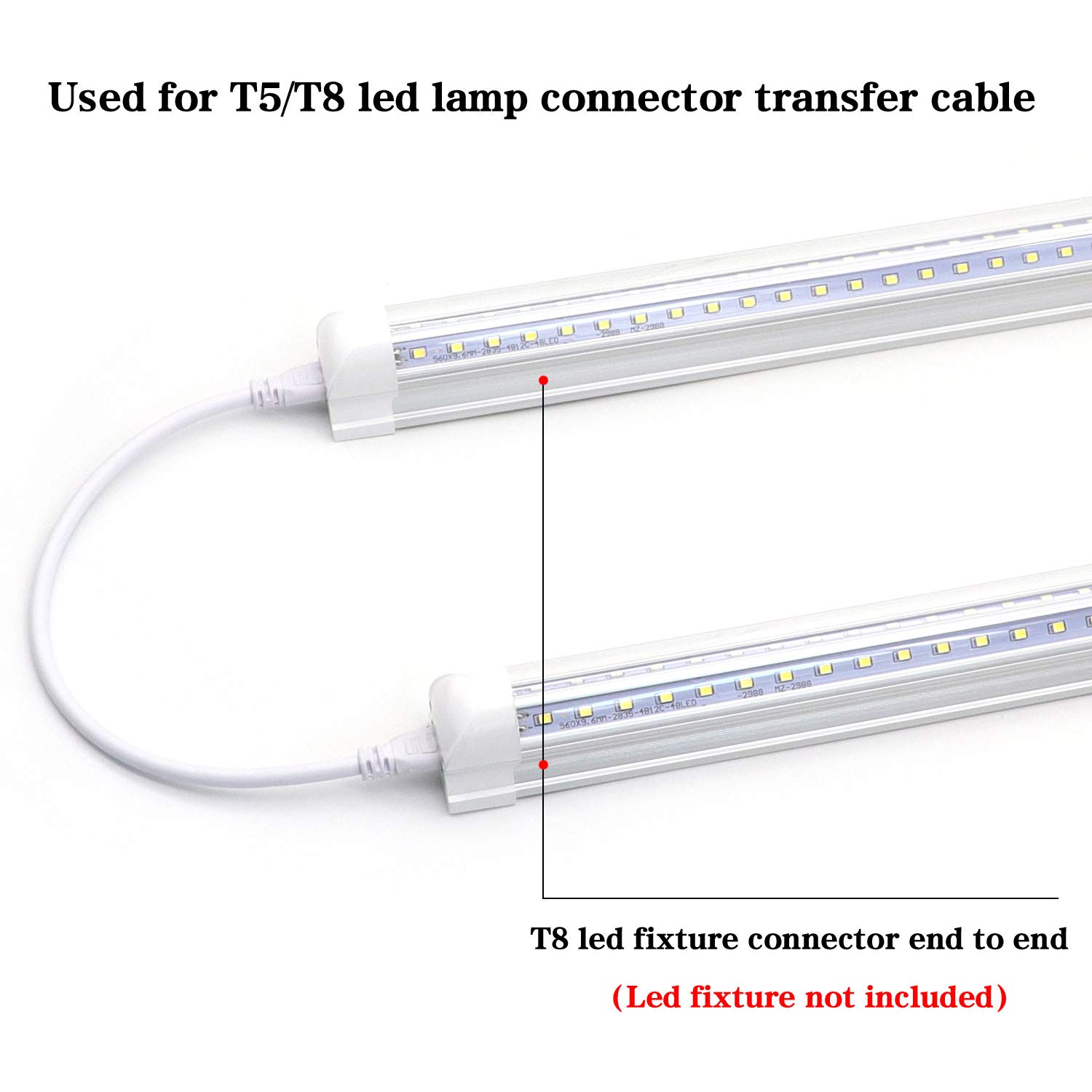 10FT (118-7/64") T5T8 Tube Light Fixture LED Linkable Cord, Double end Connector Cable, Power Extension Wire for LED Integrated Single Fixture, Shop light, Garage Light, Under Cabinet Light, Pack of 4