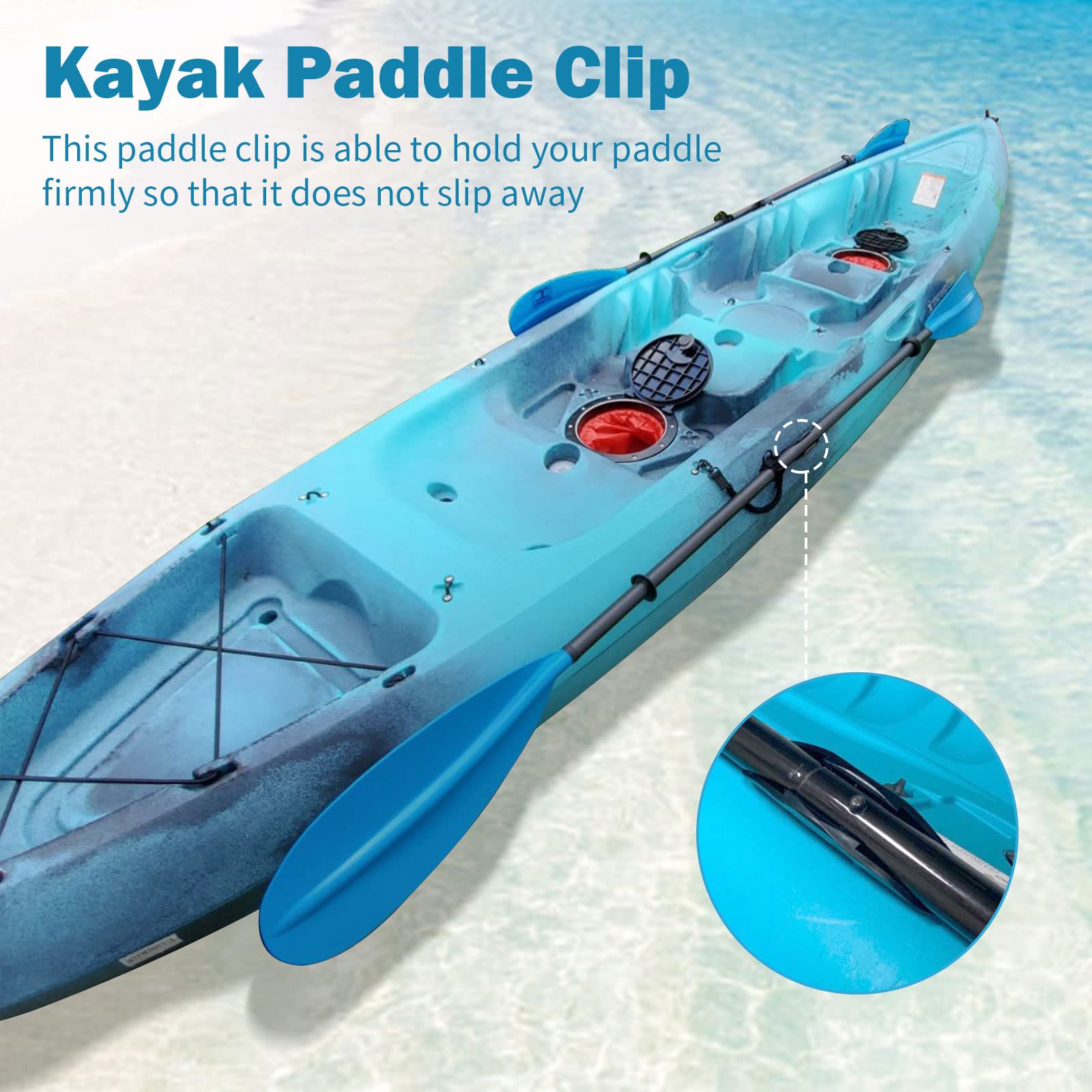 Kayak Paddle Clip Universal Kayak Paddle Mount Holder Clip & Fishing Net Clip with Hardware (1 Pair)