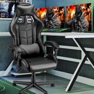 Soontrans Gaming Chair Black,High-Back Computer Chair,Ergonomic Game Chair,Racing Gamer Chair with Adjustable Headrest and Lumbar Support (Carbon Black)