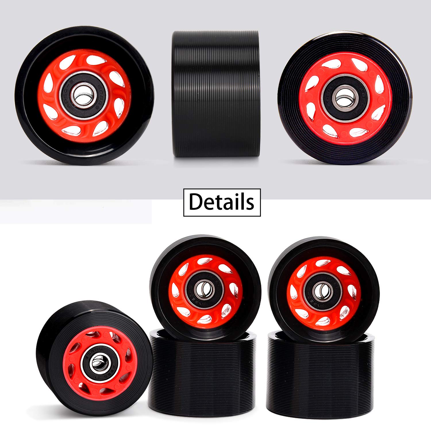 TOBWOLF 8 Pack 58mm x 39mm, 95A, Indoor Quad Roller Skate Wheels for Roller Derby Speed Skating, Artistic, Jam, Rink & Rhythm Skates, PU Wear-Resistant Wheels Double-Row Roller Skates Accessories