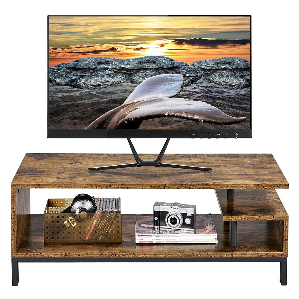 Yaheetech TV Stand for Bedroom with Storage Shelves, TV Console Table for TVs up to 50 inch with Open Storage, Entertainment Center for Small Spaces