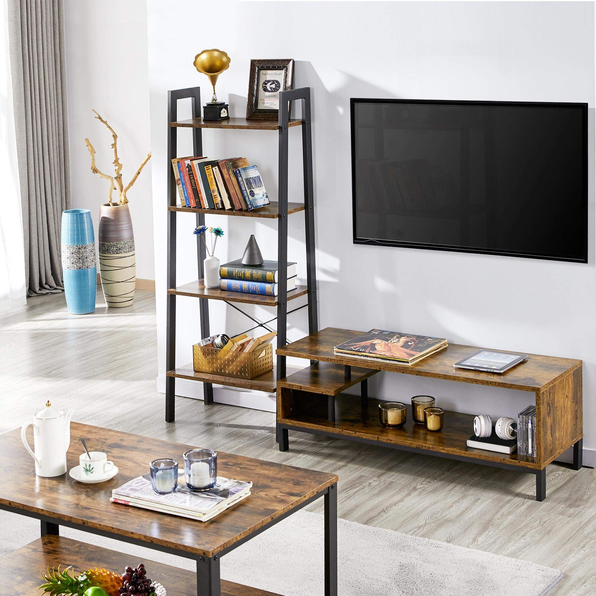 Yaheetech TV Stand for Bedroom with Storage Shelves, TV Console Table for TVs up to 50 inch with Open Storage, Entertainment Center for Small Spaces