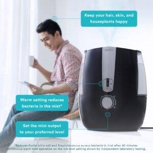 Homedics TotalComfort Plus Humidifier – Large Air Humidifiers for Bedroom, Plants – Top-Fill 5.3L Water Tank with Cool and Warm Mist, Essential Oil Pads, Colored Night-Light, Black