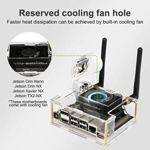 Yahboom Jetson Orin Nano/Xavier NX Case Acrylic Protective Case with WiFi Antenna Strong Transparent Precise Hole Design (Installation Video on The Page)