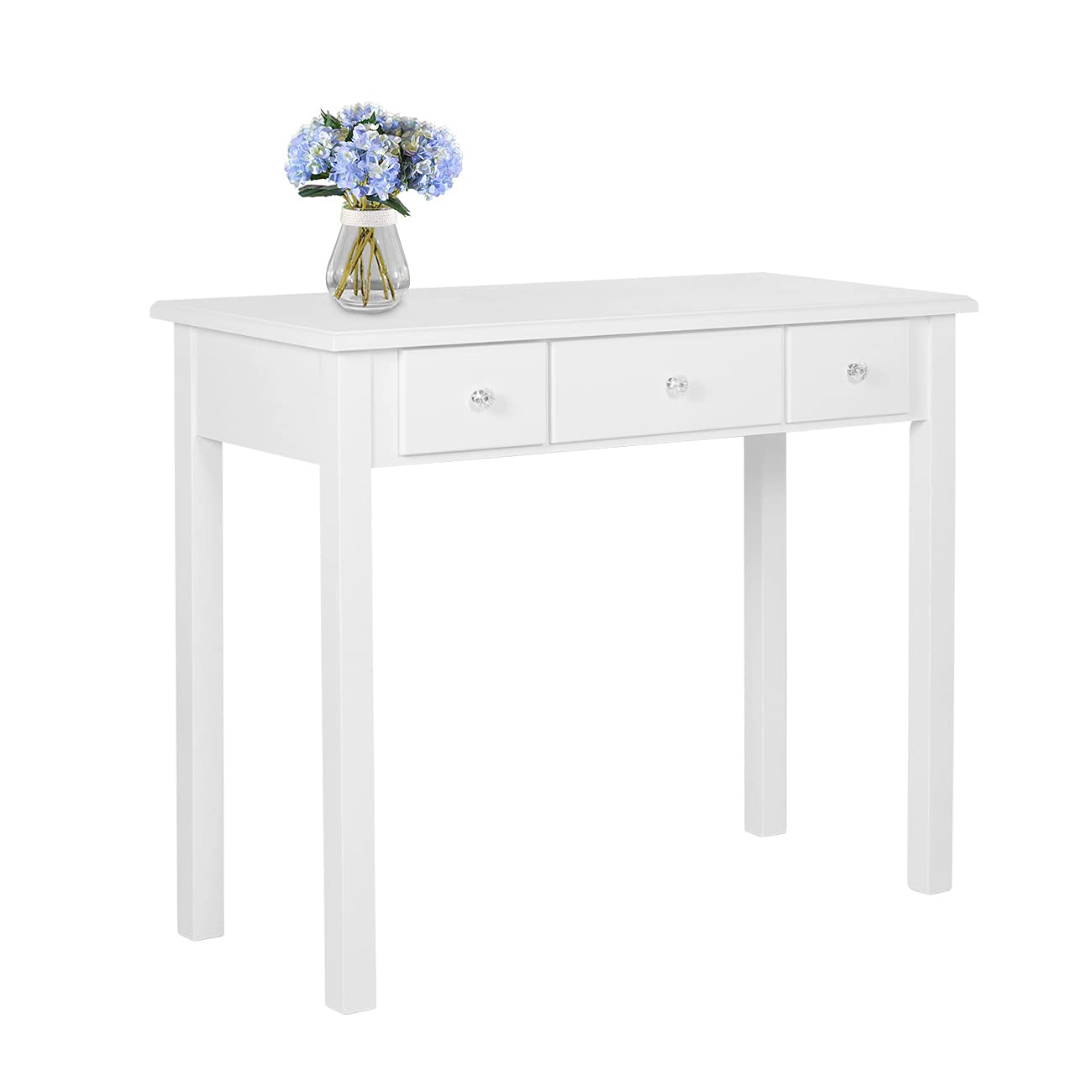 White Writing Desk, Dressing Table with 3 Drawers, Home Office Furniture Study Computer Work Station