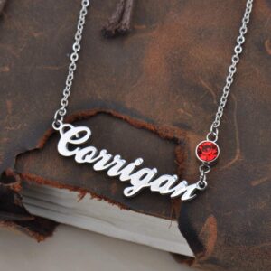 GR859C Custom Made Birthstone Name Necklace for Mom for Her Torin