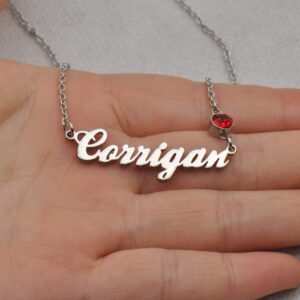 GR859C Custom Made Birthstone Name Necklace for Mom for Her Torin