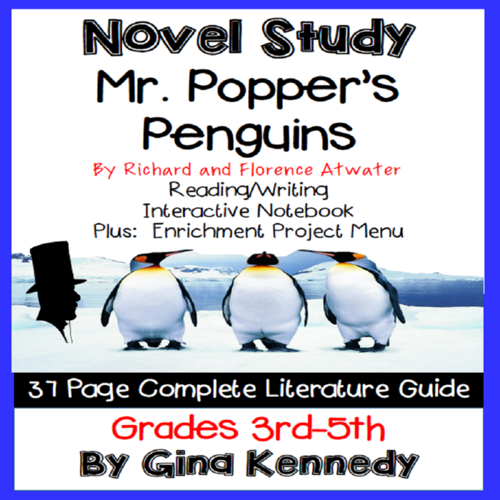 Novel Study- Mr. Popper's Penguins by Richard and Florence Atwater and Project Menu