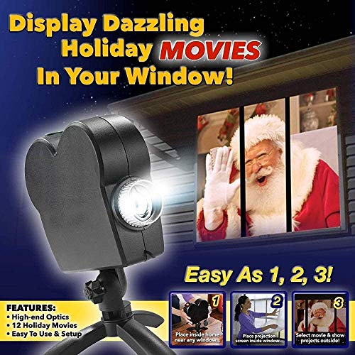 Christmas Halloween Window Projector Light Wall Spotlights, 12 FX Animated Movies Projection, Festival Decoration for Home Outdoor Party Garden, Turns Your Windows into Movie Screens