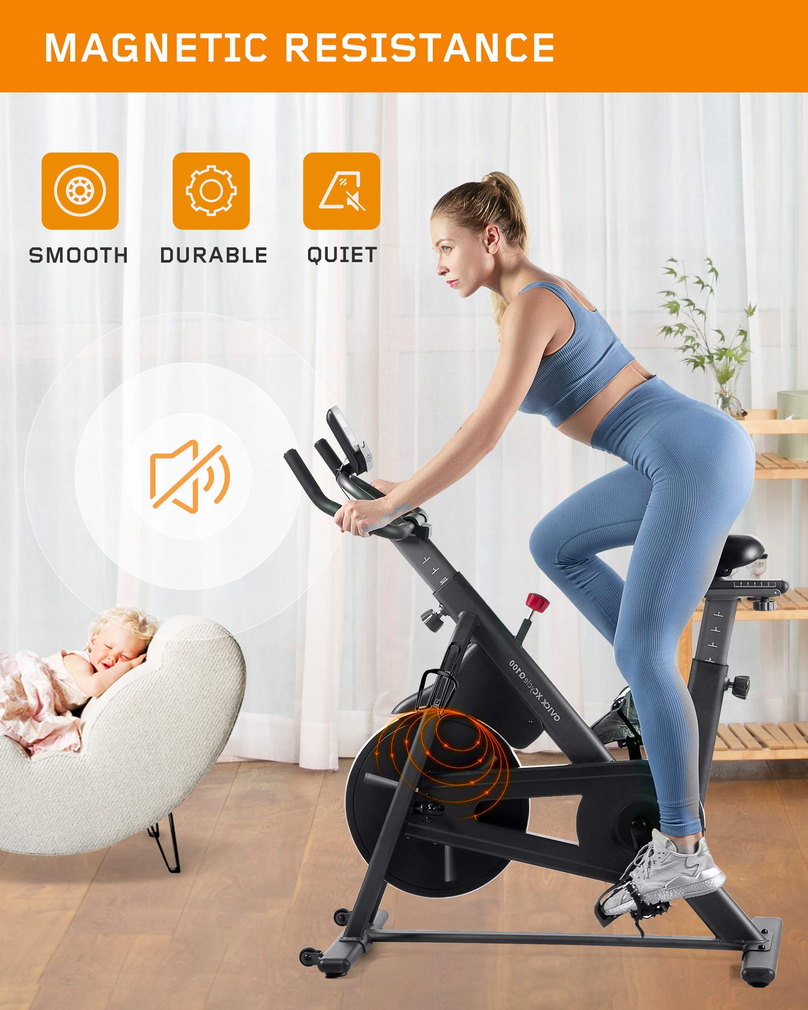 OVICX Indoor Cycling Bike Stationary Bike with Magnetic Resistance Indoor Cycling Bike Exercise Bikes Fully Adjustable Comfortable Seat and Handlebar for Home