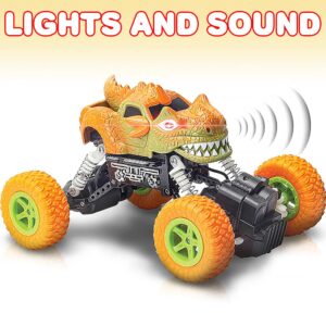 ArtCreativity 7.25” Remote Control Dinosaur Monster Truck Dino RC Toy Car | Battery Operated | Unique Birthday Gift for Boys, Girls, Toddler | Large Carnival Prize