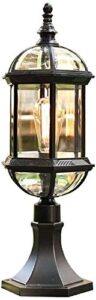 dlggo european victorian rustic waterproof led pillar wall lamp 3-layer column lamp black finish vintage outdoor glass lantern led post lighting villas garden porch home landscape pathway lights e27