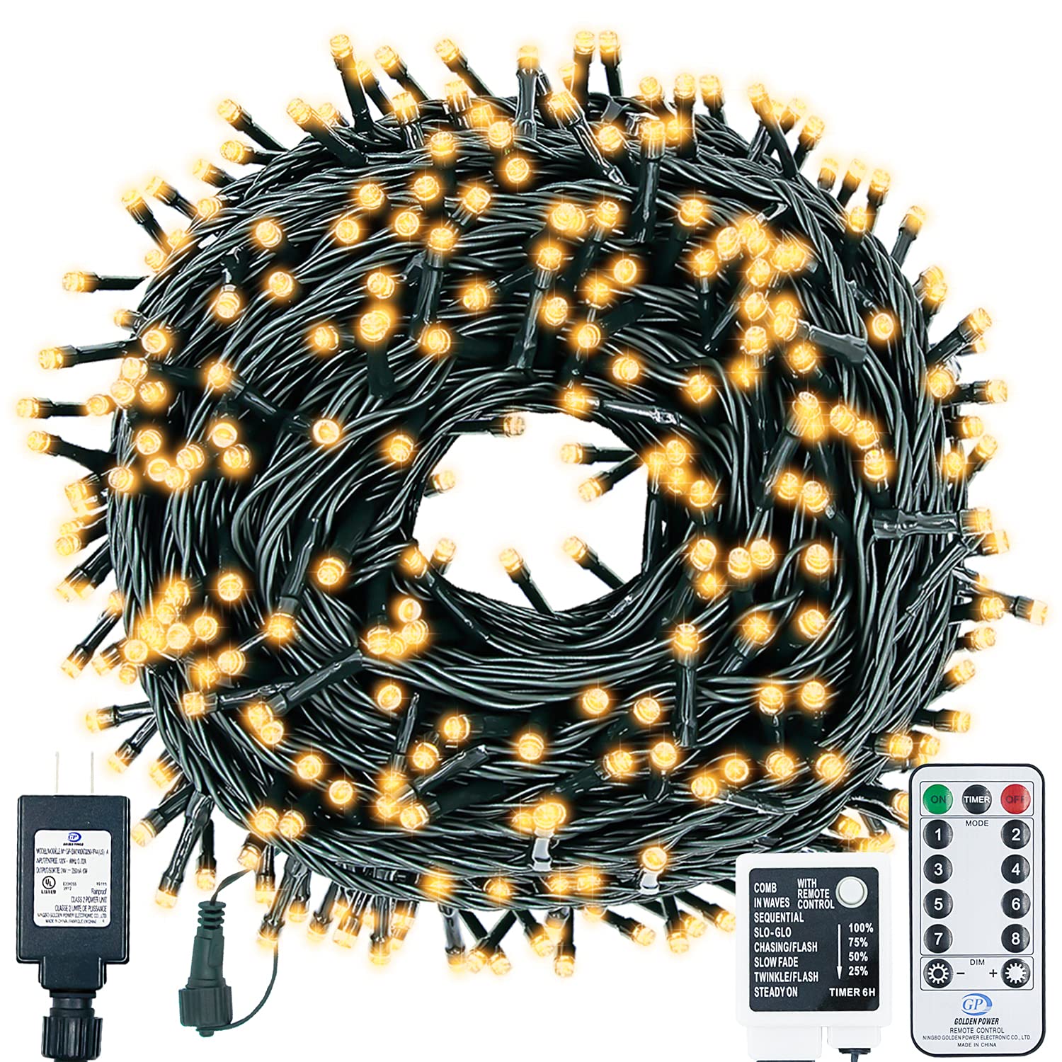 Decute 500 LED Christmas Tree String Lights 164FT Connectable with Remote, 8 Modes &Timer Outdoor Indoor Twinkle Starry Lights for Halloween Patio Garden Wedding Party Decor Warm White