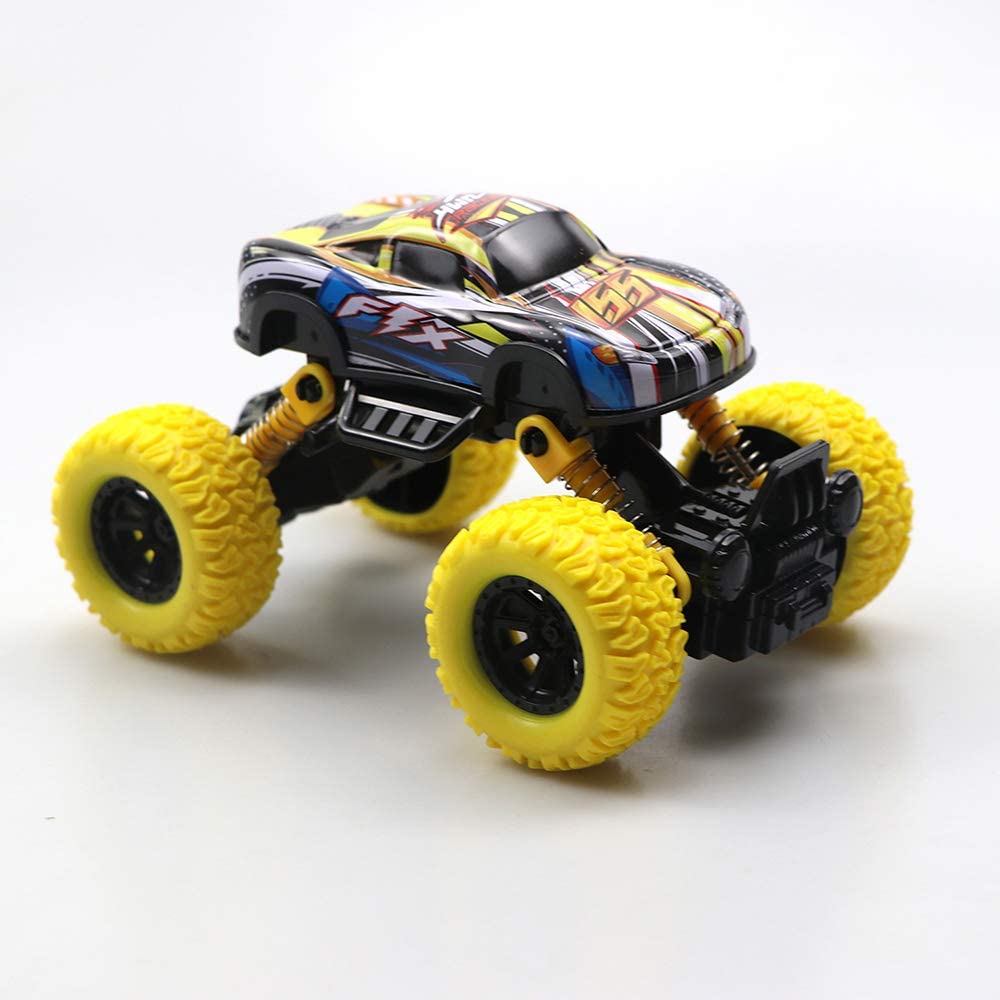 Toy Trucks for Boys Pull Back Cars for Toddlers, Alloy Toy Car Educational Toy Monster Trucks Inertia Car Toy for Boys Girls Toddler (Yellow)