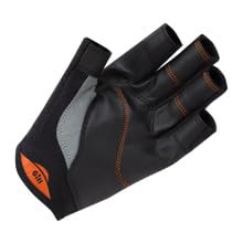 Gill Championship Sailing Gloves - Short Finger with 3/4 Length Fingers- Dura-Grip Fabric 50+ UV Sun Protection & Water Repellent - Black