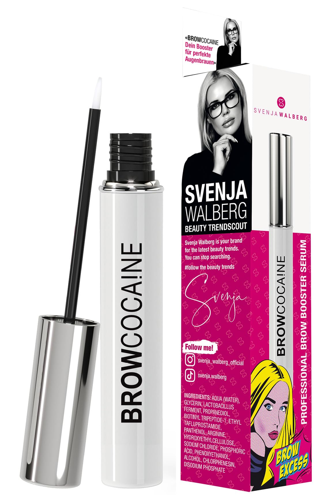 BROWCOCA!NE® eyebrow growth serum for thicker brows I vegan eye-brow booster for rapid brow growth by Svenja Walberg I test winner eyebrow growth MADE IN GERMANY