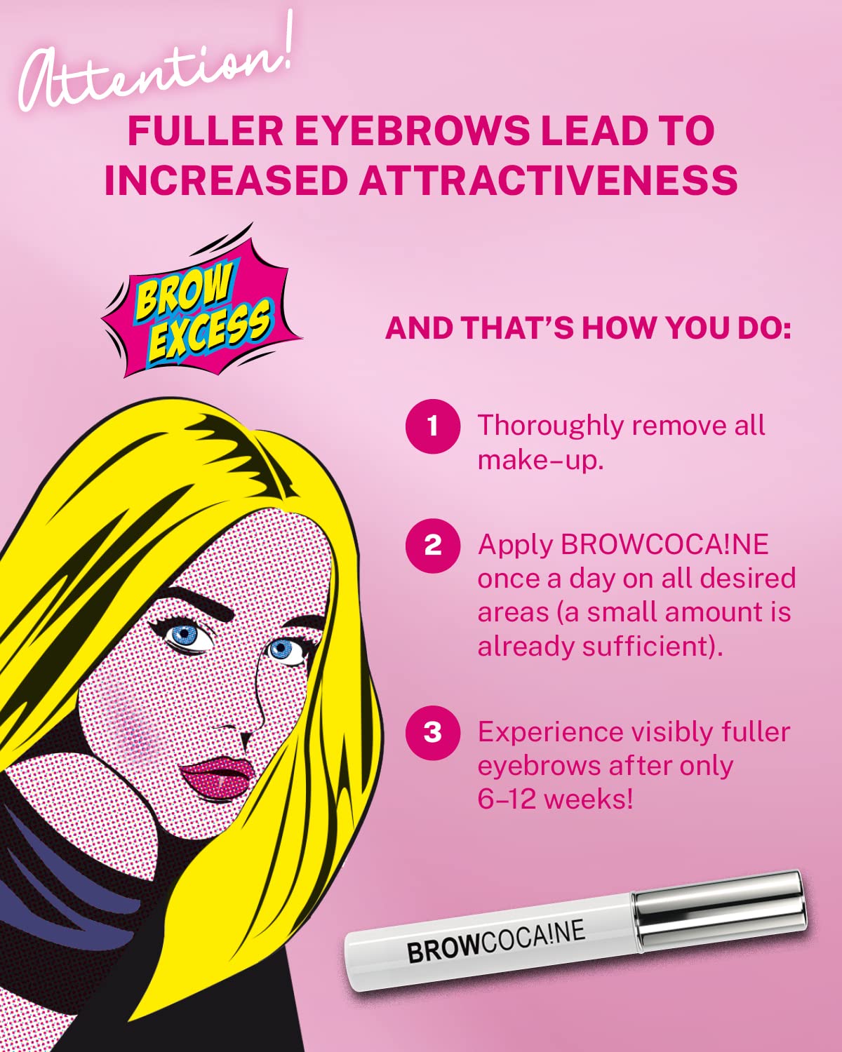 BROWCOCA!NE® eyebrow growth serum for thicker brows I vegan eye-brow booster for rapid brow growth by Svenja Walberg I test winner eyebrow growth MADE IN GERMANY