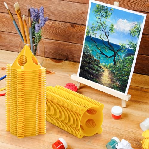 Bekith 40 Pack Yellow Cone Canvas and Cabinet Door Risers - Acrylic and Epoxy Pouring Paint Canvas Support Stands, 3.5"x2"