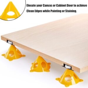 Bekith 40 Pack Yellow Cone Canvas and Cabinet Door Risers - Acrylic and Epoxy Pouring Paint Canvas Support Stands, 3.5"x2"