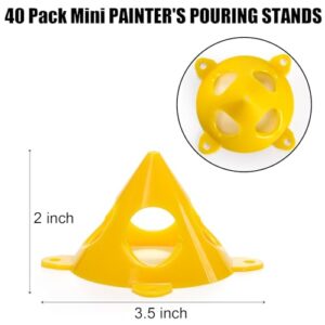 Bekith 40 Pack Yellow Cone Canvas and Cabinet Door Risers - Acrylic and Epoxy Pouring Paint Canvas Support Stands, 3.5"x2"