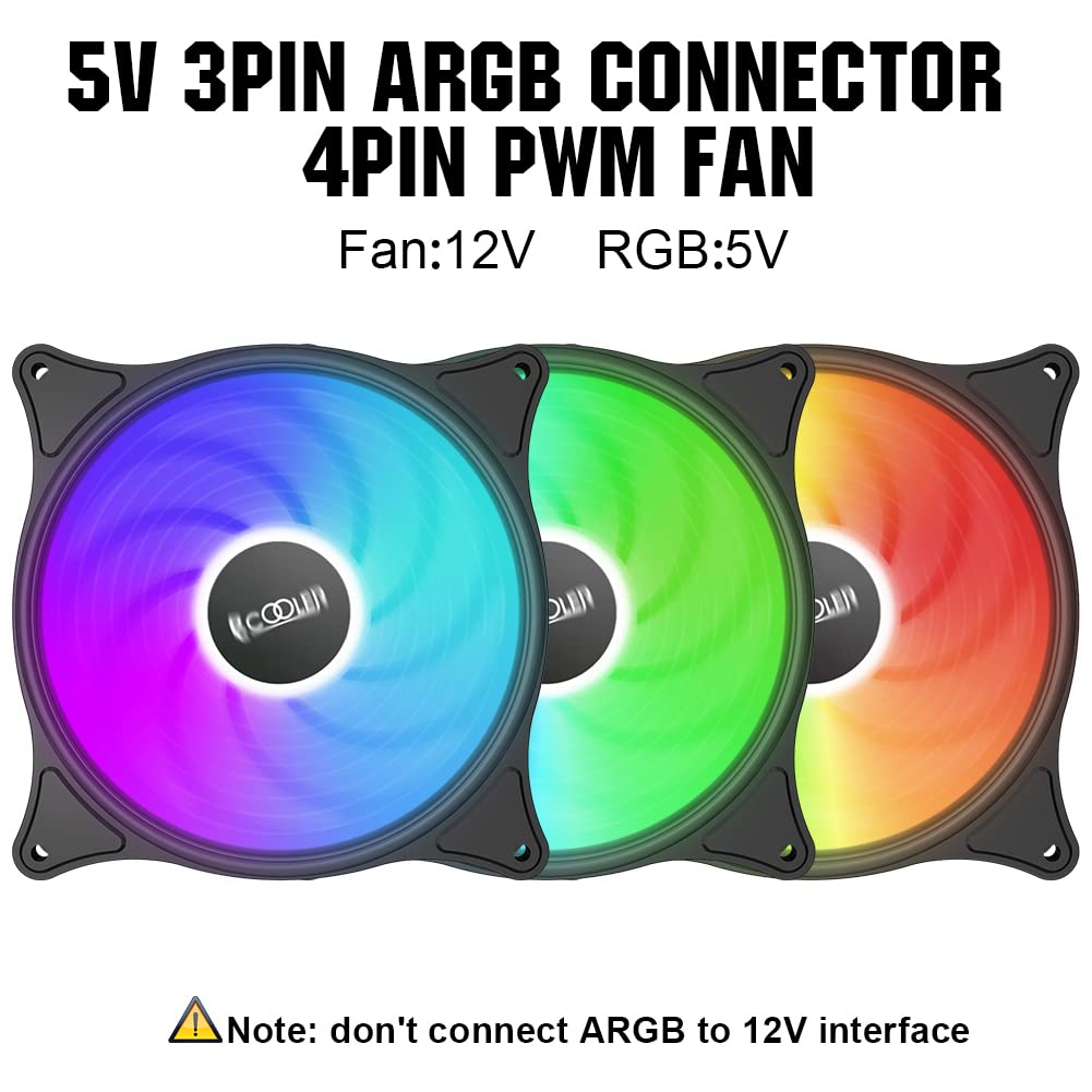 PCCOOLER ARGB 120mm Case Fan, 3 Pack FX120 RGB Fans Computer Case Fans, Aura +5V/3 PIN Addressabel PC Fans Advanced Lighting Customizations - PWM High Performance Cooling Fan for PC Case Computer Fan