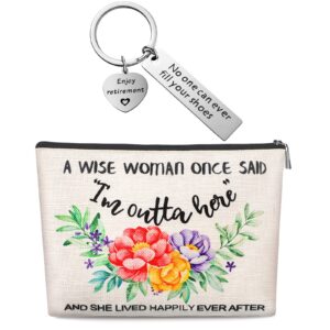 weewooday retirement present for women retired makeup bag and keychain for wife mom grandma coworkers teachers(chic)