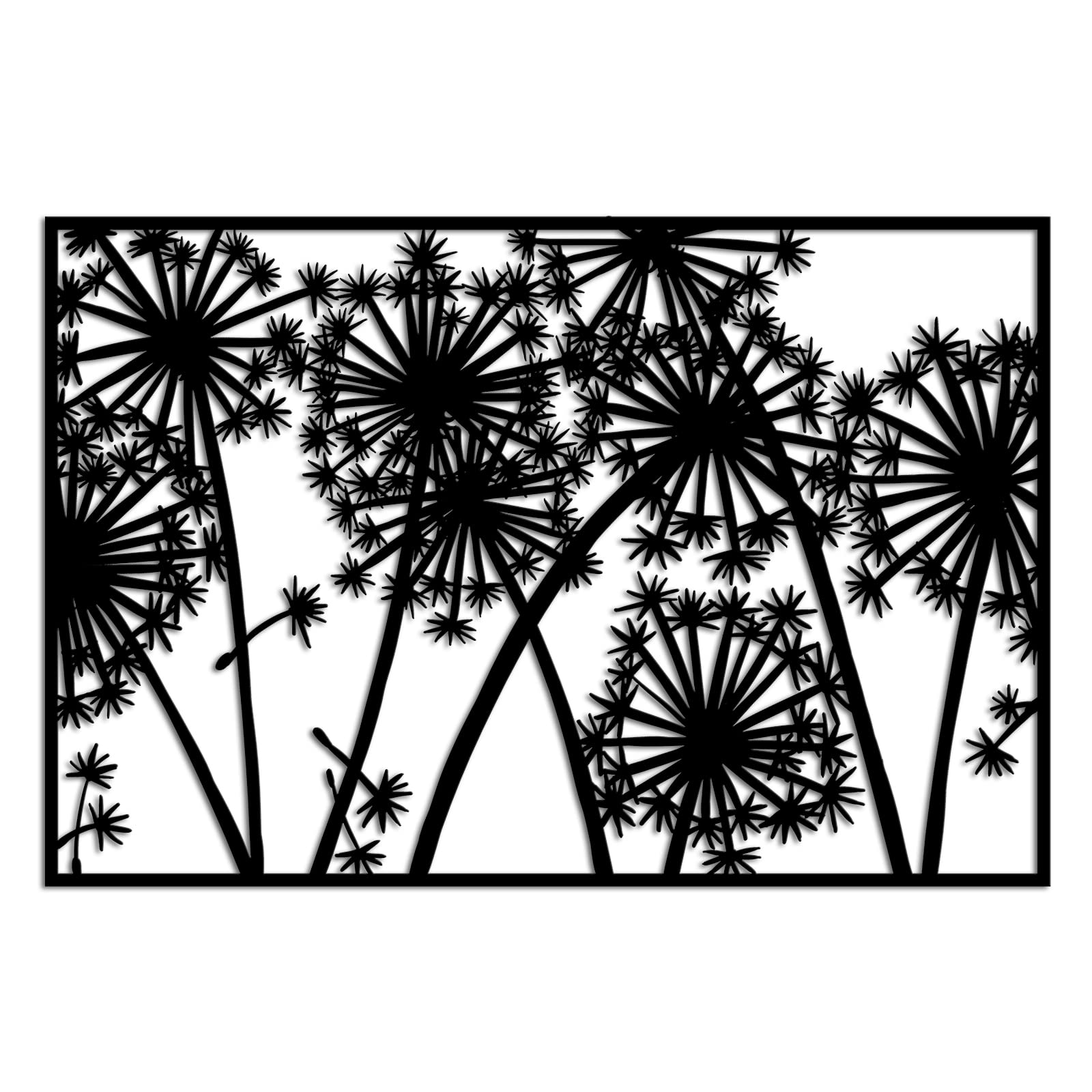 RnnJoile Metal Dandelion Wall Art Rustic Abstract Flower Wall Decor for Home Office Living Room Dandelion Black Wall Sculpture Garden Decorations 24x36inch