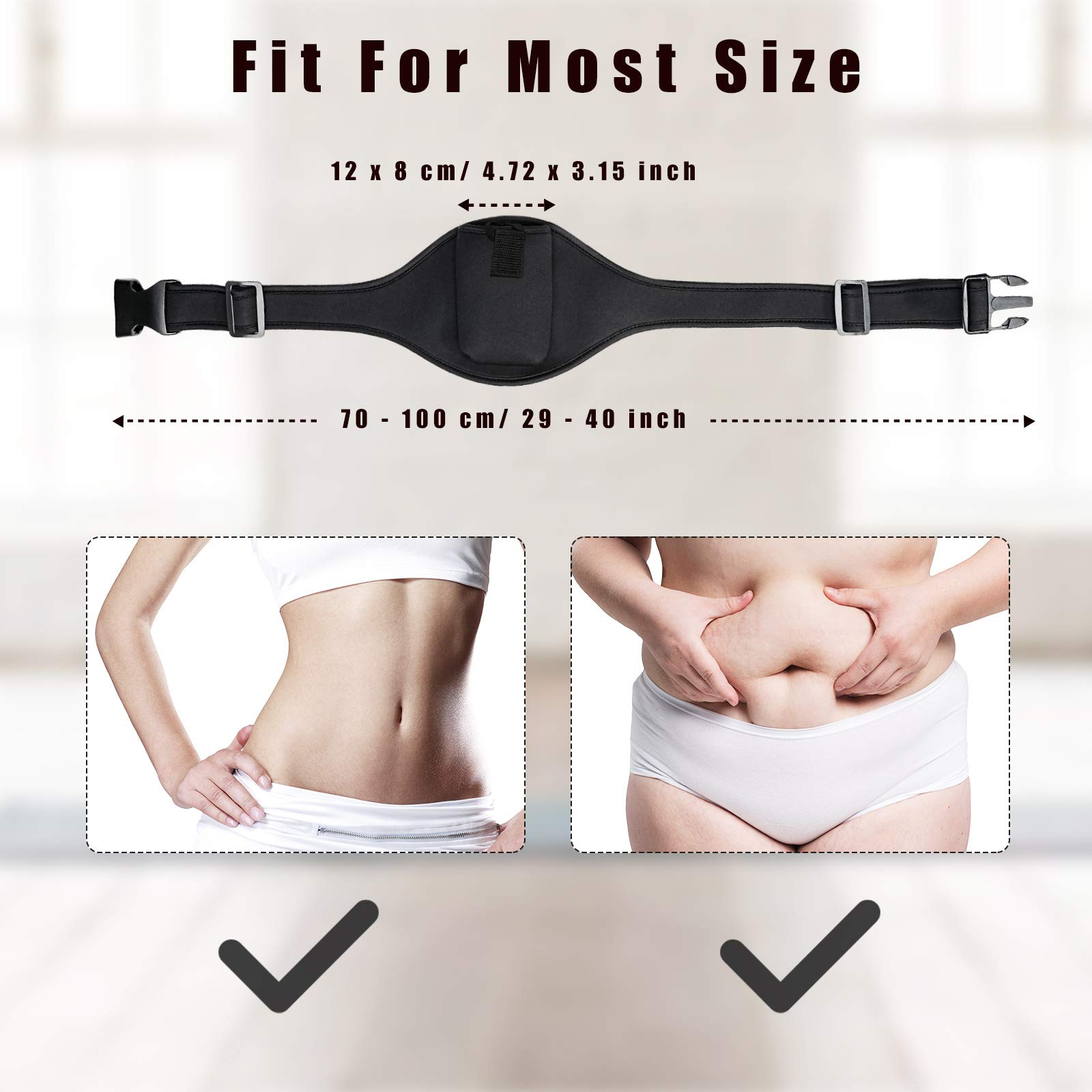 Weewooday 1 Pack Mic Belt with Anti Dropping Strap, Neoprene Microphone Carrier Pouch Adjustable Sweat Absorbent Belt Waistband Bag for Vertical Mic Fitness Teacher Speaker Theatre (Black)