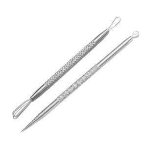 blackhead remover, 2 pcs pimple popper ，stainless steel pimple extractor blackhead removal tool risk free treatment for blemish,whitehead popping