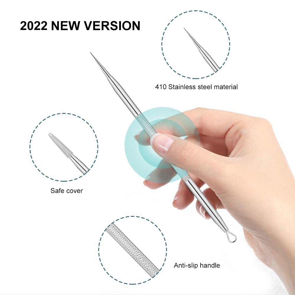 Blackhead Remover, 2 PCS Pimple Popper ，Stainless Steel Pimple Extractor Blackhead Removal Tool Risk Free Treatment for Blemish,Whitehead Popping