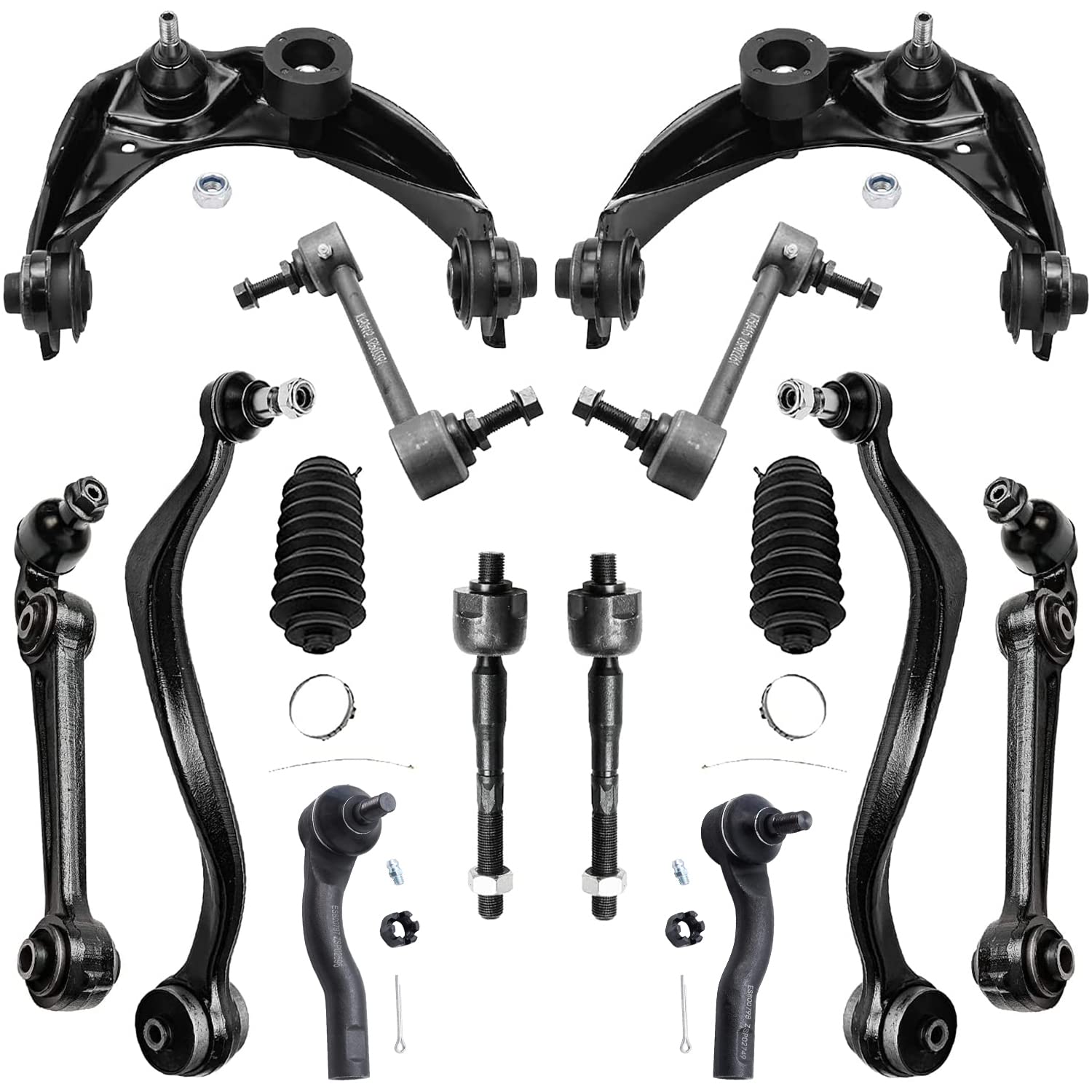 Detroit Axle - 14pc Front End Suspension Kit for 2010-2012 Ford Fusion Mercury Milan, 2011-2012 Lincoln MKZ, 6 Control Arms w/Ball Joints 2 Sway Bars 4 Tie Rods 2 Boots Replacement