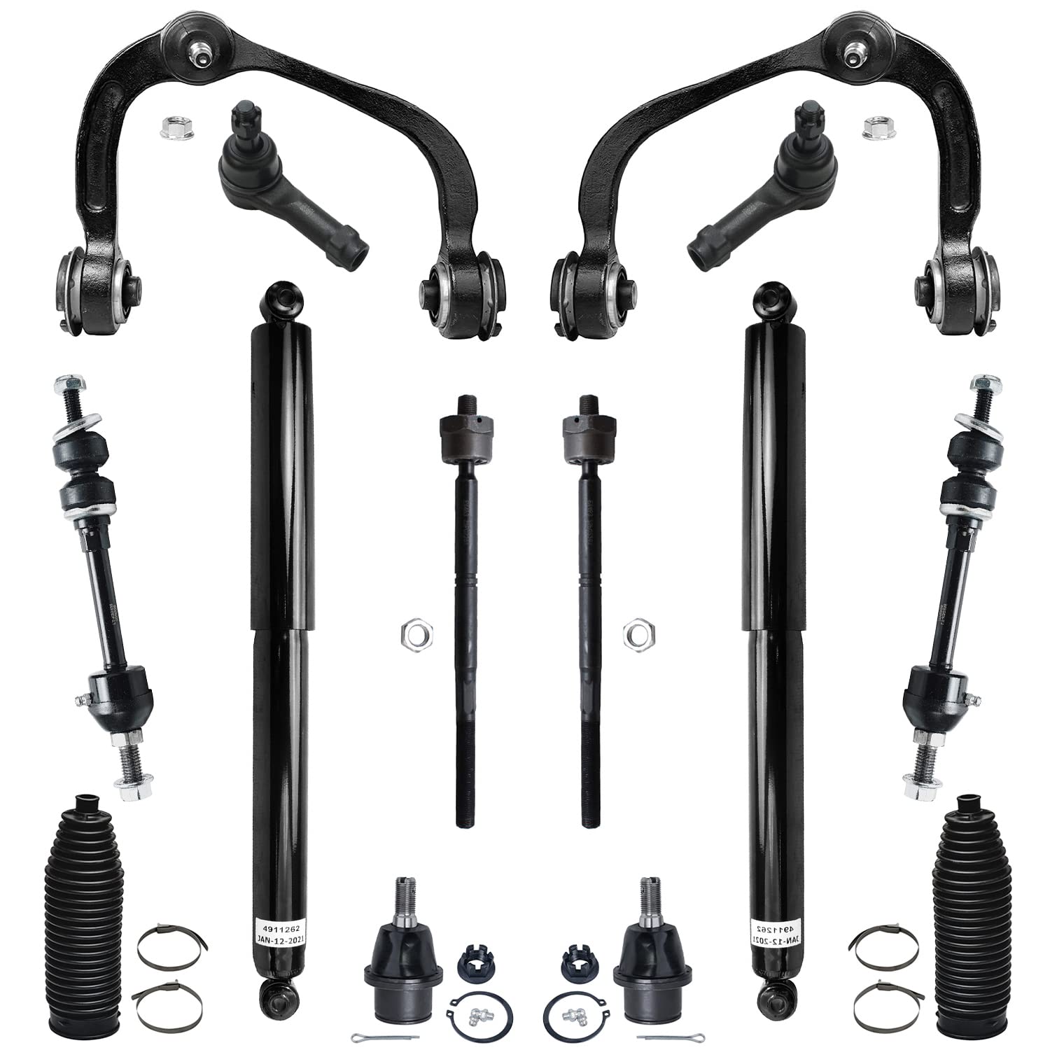 Detroit Axle - Front End 16pc Suspension Kit for 2005-2008 Ford F-150 Lincoln Mark LT, Upper Control Arms Lower Ball Joints Struts Tie Rods Sway Bars Rear Shock Absorbers Boots 2006 2007 Replacement