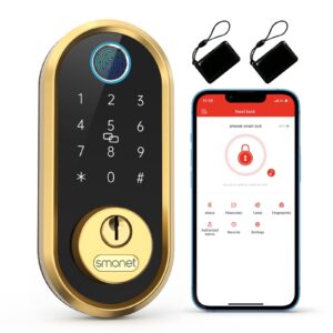 smart lock smonet bluetooth keyless entry keypad smart deadbolt-fingerprint electronic deadbolt lock, remote ekeys sharing, easy to install for homes and hotel works with alexa(gateway not included)