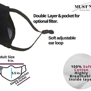 Must NY 3PC - Pack of 3 Teachers Face Mask and Lanyard Reusable Cover | Breathable Bandanna with Filter Slot | Inside Layer Cotton 100% | Men Women | Back to School