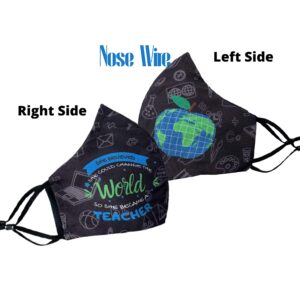 Must NY 3PC - Pack of 3 Teachers Face Mask and Lanyard Reusable Cover | Breathable Bandanna with Filter Slot | Inside Layer Cotton 100% | Men Women | Back to School