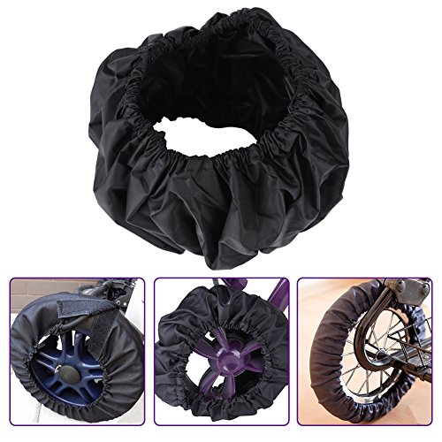 4Pcs Baby Stroller Wheel Protection, Wheelchair Tire Protector Black Dustproof Child Kid Baby Stroller Wheel Protection(L)