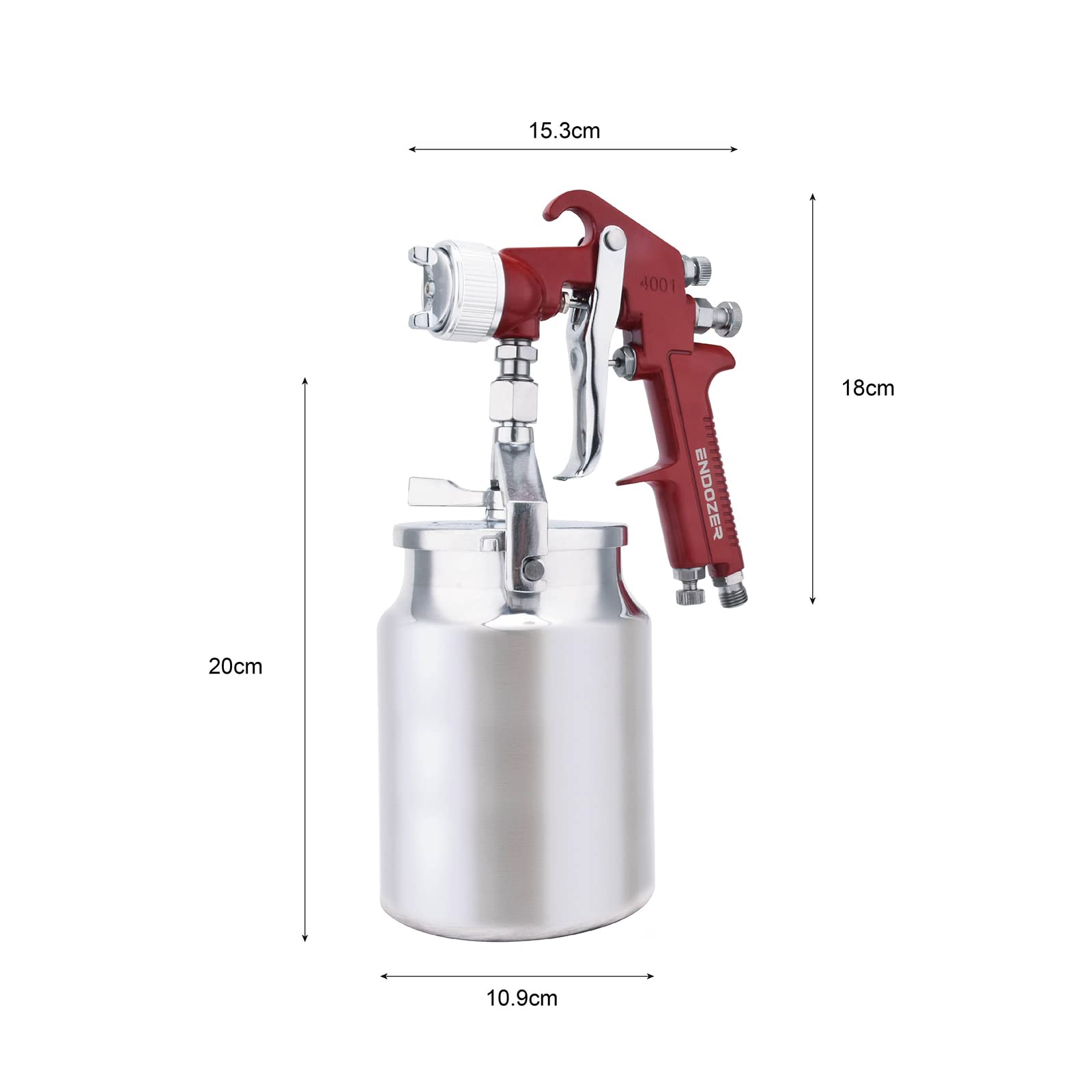 ENDOZER Professional Siphon Feed Spray Gun for Paint, Red Handle, 34 oz -1.8mm Nozzle for a Variety of Low Viscosity Paints