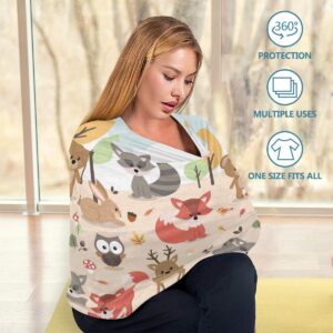 Nursing Cover Breastfeeding Scarf Woodland Forest Animals - Baby Car Seat Covers, Stroller Cover, Carseat Canopy (902h)