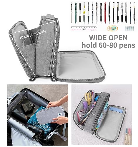 Large Capacity Pencil Case, Stationery Storage Pen Bag Box Handheld Makeup Pouch Holder Multi-Compartment Organizer College School Office Supplies for Student Teen Kid Adult