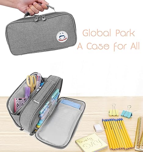 Large Capacity Pencil Case, Stationery Storage Pen Bag Box Handheld Makeup Pouch Holder Multi-Compartment Organizer College School Office Supplies for Student Teen Kid Adult