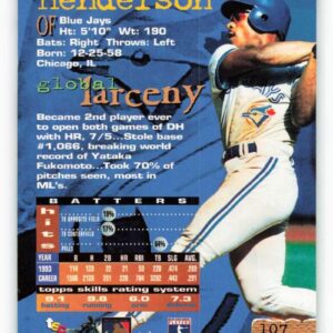 1994 Stadium Club #107 Rickey Henderson NM-MT Toronto Blue Jays Baseball