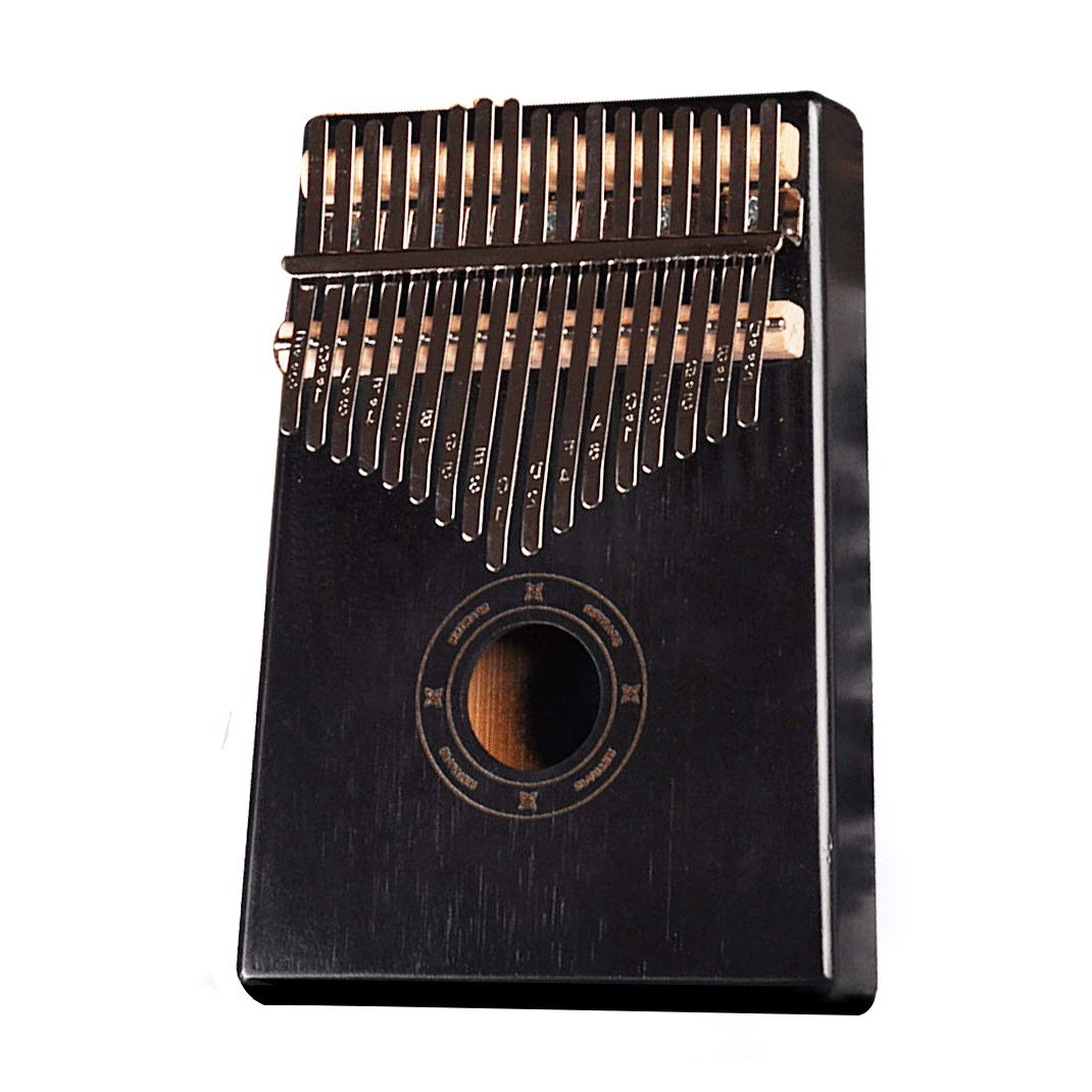 Kalimba 17 Keys Thumb Paino Made By Solid Mahogany with Study Instruction and Tune Hammer, Portable Mbira Sanza African Wood Finger Piano black