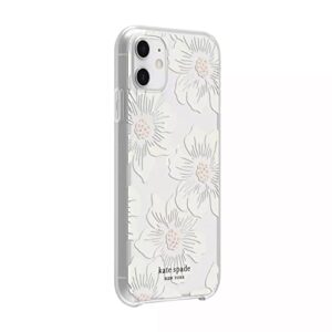 Kate Spade New York Protective Hardshell Case for iPhone 12 & iPhone 12 Pro - Hollyhock Floral Clear/Cream with Stones